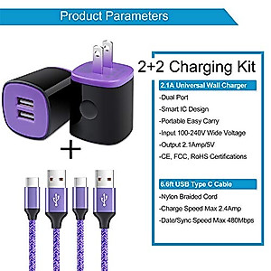 Fast Charger for Samsung Galaxy S23/S23+/S22/S21/S21+/S21 Ultra/Note 20 Ultra/S20 FE 5G/S10 Lite A10E A50 A11 A21 A51 A71 A9 A20 A14 A23, LG G9 Stylo 6/5, Phone Wall Charger Type C Fast Charging Cable