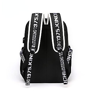 HUIHSVHA Anime Backpack, Large Capacity School Laptop Bag with USB Charging Port, Casual Travel Daypack For Adult Youth