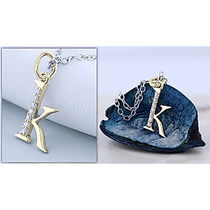 Dazzlingrock Collection 0.05 Cttw Round White Diamond Lowercase Initial 'k' Pendant Necklace with 18 inch Silver Chain for Women in 14K Solid White Gold