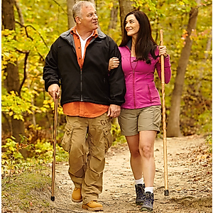 Brazos Trekking Pole Hiking Stick for Men and Women Handcrafted of Lightweight Wood and made in the USA, Red Oak, 55 Inches