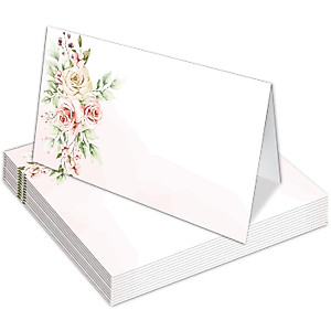 Place Cards with Fall Pumpkin, Scored for Easy Folding Set of 25 Tent Style Table Seating Cards, Party Decoration Blank Name Fill in Card for Thanksgiving Dinner, Reception, Banquet, Buffet Food-33