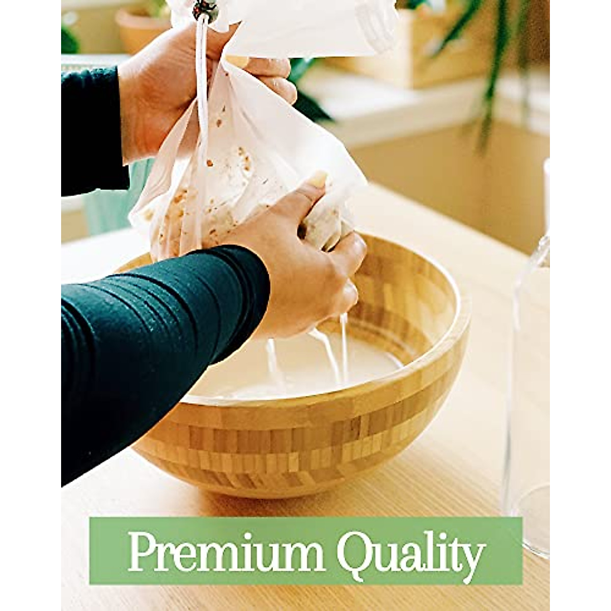 purifyou Premium Reusable Nut Milk Bags - Set of 3 (80, 160, 200 microns), Cold Brew Bags and Cheese Cloths, For Straining Tea and Fruit Juice, Reusable Shopping Bag and Produce Storage