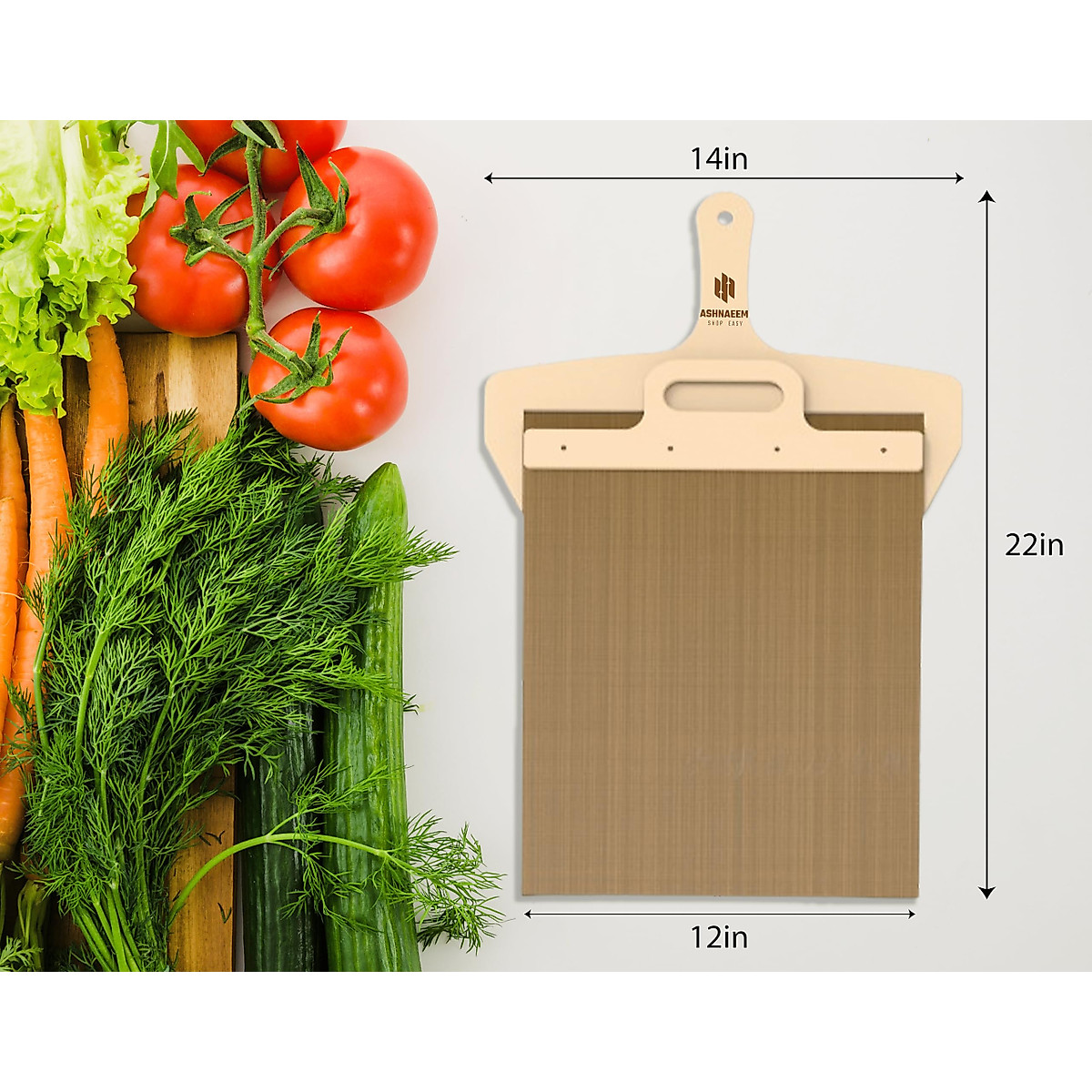 ASHNAEEM Premium Sliding Pizza Peel | Non-Stick Pizza Spatula Paddle with Wooden Handle | Smart Pizza Slider for Indoor & Outdoor Ovens | Large 19.68" x 11.81" Pizza Board