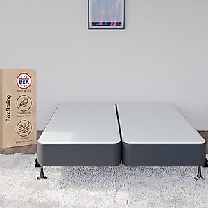 Greaton, 8-Inch Sturdy Box Spring for Mattress Support-Durable and Fully Assembled, Natural Wood Foundation for Full XL, Black