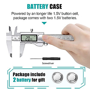 Digital Caliper 6 Inch Stainless Steel Vernier Caliper Digital Electronic Micrometer Caliper Measuring Tool Waterproof Inch/Metric/Fractions Conversion Large LCD Display Auto-Off