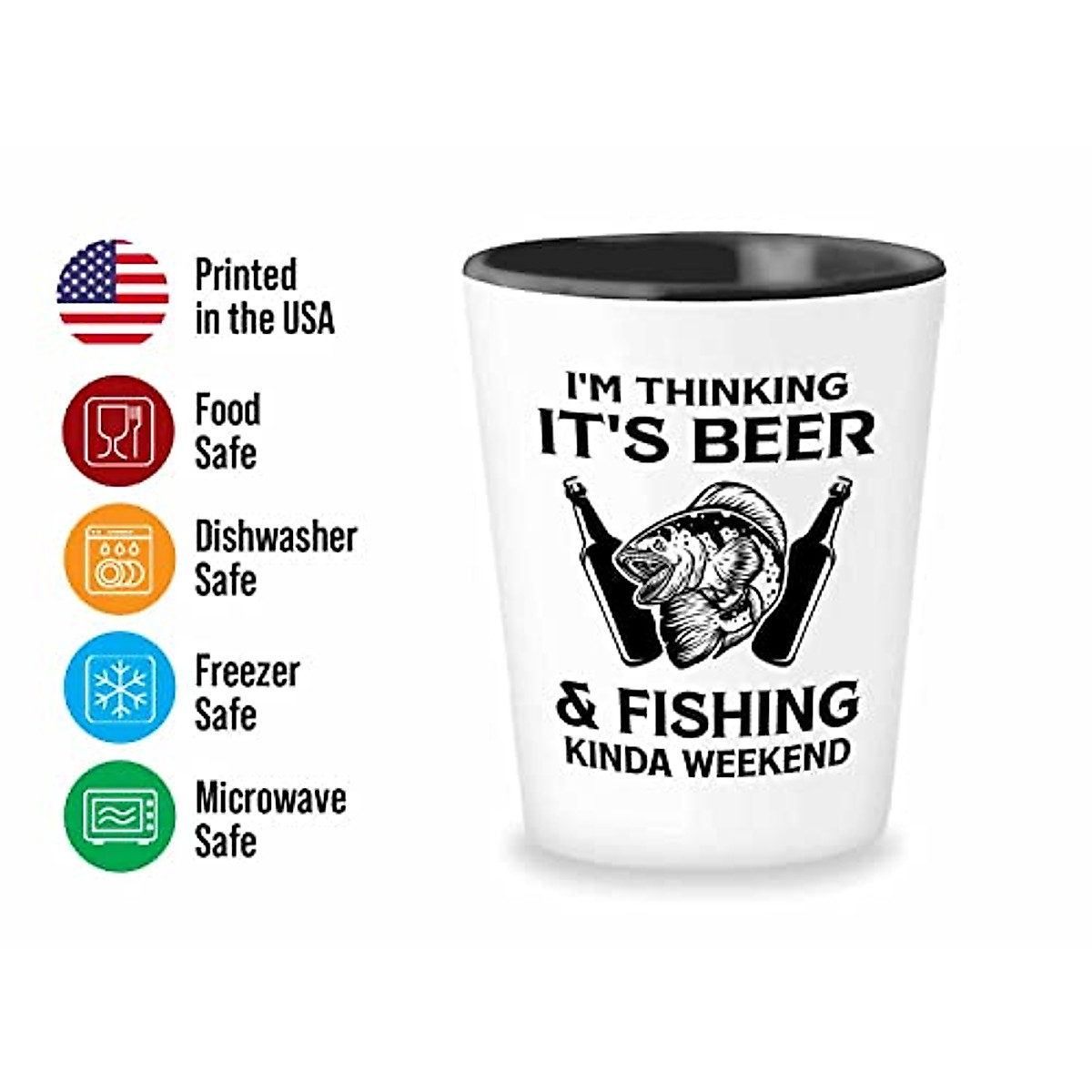 Bubble Hugs Fishing Shot Glass 1.5oz - Beer Fishing Weekend - Bass Fishing Spooler Boat Lovers Lures Rod Funny Fisherman Joke Retirement Grandpa