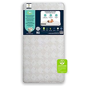 Delta Children Serta Tranquility Eco Firm 2-Stage 6" Premium Baby Crib Mattress & Toddler Mattress - Waterproof - GREENGUARD Gold Certified - 50 Year Warranty - Made in USA, 27.5x52x6 Inch, White (Pack of 1)