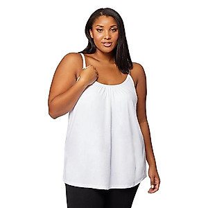 32º DEGREES Cool Womens Shirred Flowly Relaxed Lounge Built-in Cups Shelf Bra Tank Cami, White, Medium