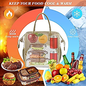 LOKASS Initial Lunch Box for Women Large Lunch Bag, Insulated Cooler Tote Bag for Work/Picnic, Personalized Mother's Day Gift for Mom/Nurse/Teacher-K