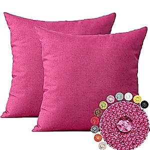 OTOSTAR Pack of 2 Outdoor Waterproof Throw Pillow Covers 18x18 Inch Garden Decorative Pillow Covers Square Outdoor Pillowcases Patio Cushion Case Pillows for Couch Tent Sofa Balcony Decor (Hot Pink)