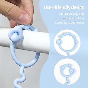 Toy Straps, Pacifier Holder Clip with Self-Adjusting Bayonet, Pure Silicone Material Without BPA; Can Be Used for Teethers, Feeding Bottles, Toys, Baby Cribs, High Chairs(Blue-3ps)