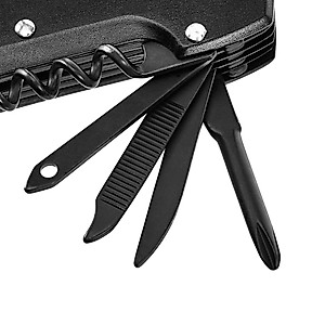 Amazon Basics 15-in-1 Stainless Steel Multitool Pocket Knife with Sheath, Black