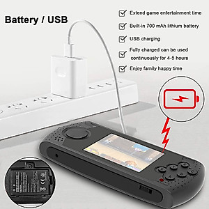 Handheld Games for Kids 16 Bit Retro Video Game Player Built-in 230 HD Games 3” TFT Screen Rechargeable Electronic Games Support Headphone for Best Gift (Black)
