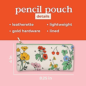 ban.do Get it Together Pen and Pencil Case, Small Zipper Pouch for Office/Art Supplies, Travel Toiletries, Makeup, Botanical Cream