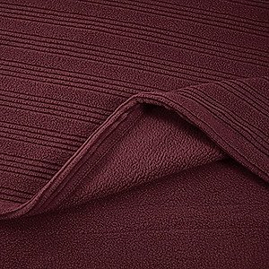 Serta Travis Fleece Ultra Soft Tri-Rib Textured Electric Blanket, Cozy and Snuggly Cover Fast Heating for Cold Weather, Auto Shut Off, Multi Heat Setting Controller, Queen, Berry Red