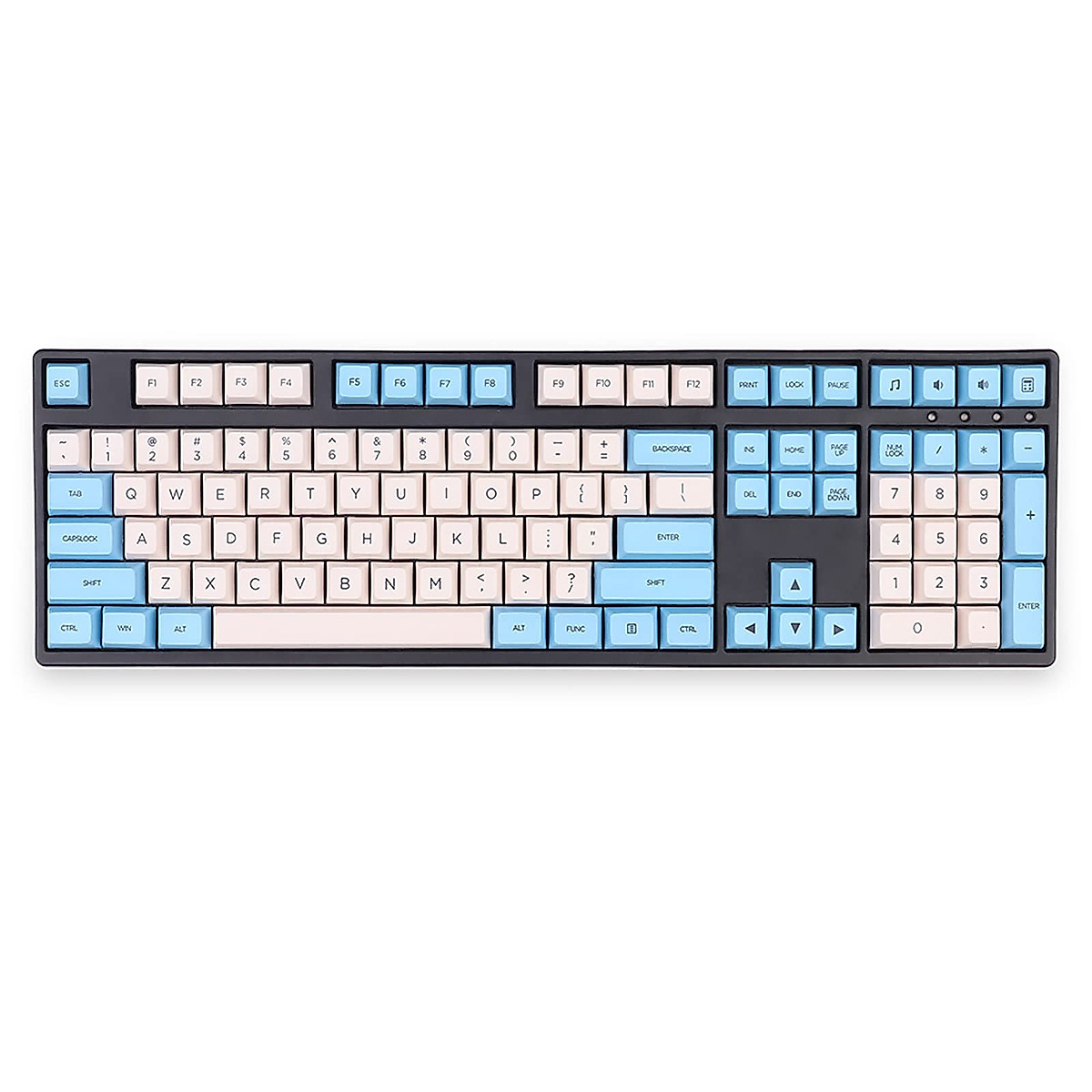 108 Keys PBT Keycap XDA Profile DYE-SUB Personalized Blue and White Keycaps Compatible with Filco/Ducky/Ikbc for Mechanical Gaming Keyboard