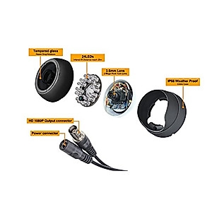 Sinis Security 5MP 4MP TVI Analog Security Dome Camera, 3.6mm Lens, 80Ft Night Vision, Outdoor Weatherproof, Grey Full Metal Housing, Default TVI 4MP 30fps