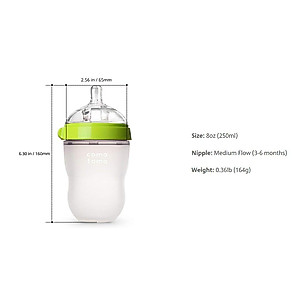 Comotomo Baby Bottle, Green, 8 Ounce, 4 Count (2 Pack)