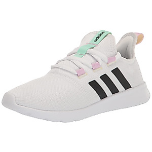 adidas Women's Cloudfoam Pure 2.0 Sneaker, White/Black/Pulse Mint, 6.5