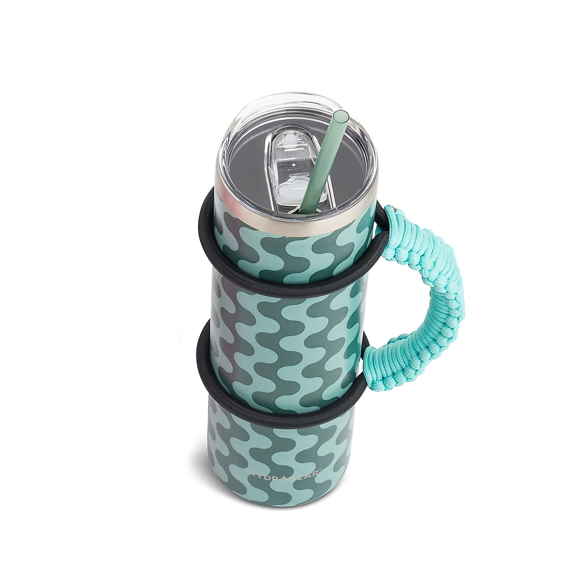 Hydragear Skinny Stainless Steel Insulated Tumbler with Splash-Proof Dual Lid & Braided Elastic Handle - 30 Oz - Squiggle Print