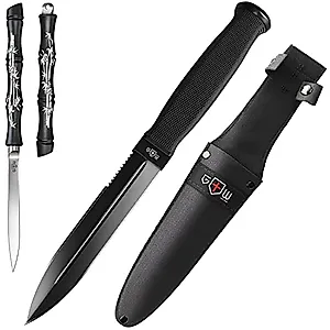 Bundle of 2 Items - Pocket Knife - Japanese Utility Knives with Sheath - Small Black Fixed Tactical Hobby Work Mini Knofe for Men Women - Best EDC Survival Camping Hiking Military Tool Sharp - Gifts