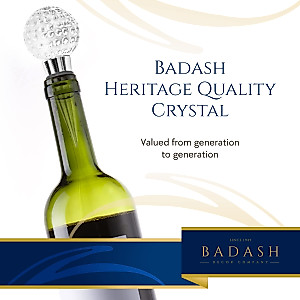 Badash Golf Ball Wine Bottle Stopper - 2" Long Mouth-Blown Lead-Free Clear Glass Stopper - Sparkling Wine Bottle Stopper for Liquor or Wine Glass Bottles