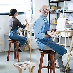 VISWIN 19"-26" H Wooden Adjustable Height Stool, Beech Wood Artist Stool for Drafting Table, Painting Stool for Artists, Adults, Wood Chair for Bar, Kitchen, Home Use, Office, Studio