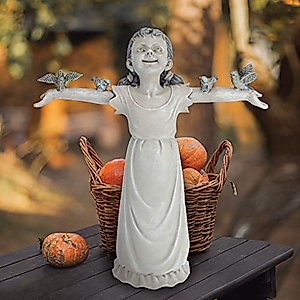 Design Toscano NG34012 Basking in God's Glory Little Girl Outdoor Garden Statue, Medium, Two Tone Stone