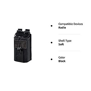 Molle Radio Pouch Radio Holster Tactical Radio Holder Duty Belt Accessories Military Heavy Duty Radio Bag for Two Ways Walkie Talkies Adjustable Storage with 1 Pack Patch(Black)