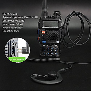 1 pack M head Earpiece Headset PTT With Mic for 2-pin Motorola Two Way Radio by BESTFACE