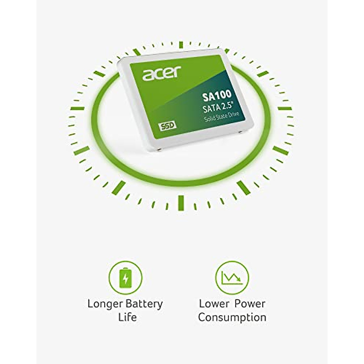 acer SA100 240GB SATA III 2.5 Inch Internal SSD - 6 Gb/s, 3D NAND Solid State Hard Drive Up to 549 MB/s - BL.9BWWA.102