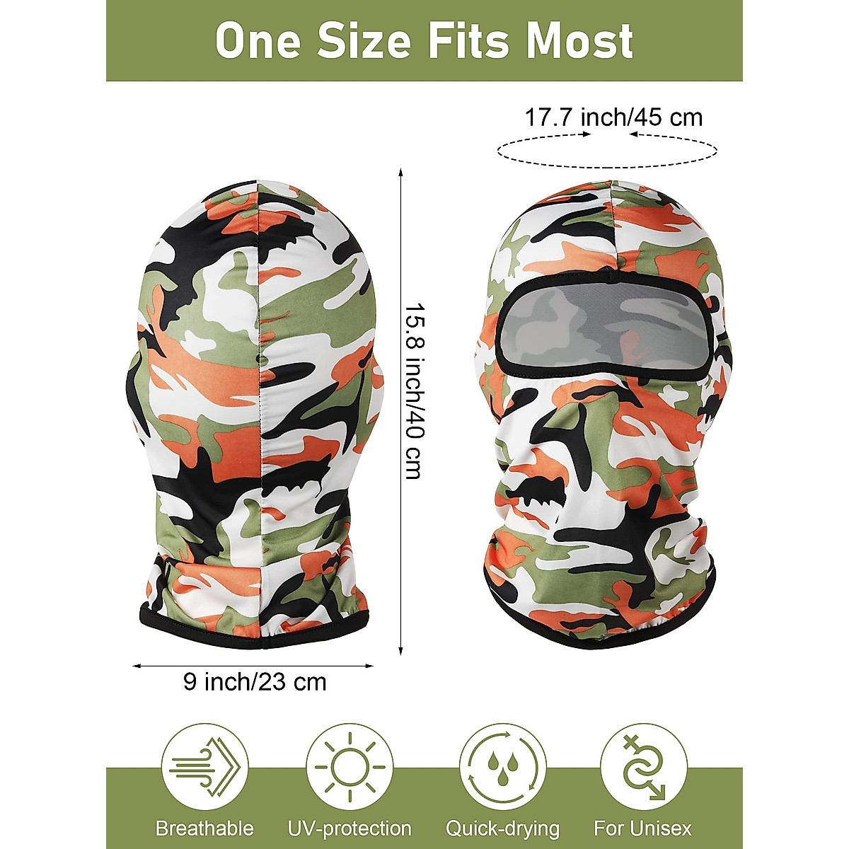 54 Pcs Balaclava Face Mask UV Sun Protection Ski Full Face Mask Breathable Full Head Mask Motorcycle Cycling Bike Ski for Men Women