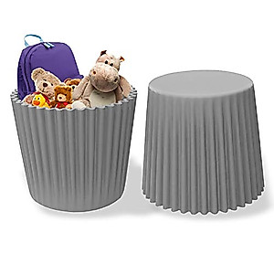 2xHome Armless Side Ottoman Indoor or Outdoor Plastic Multifunctional Dining Chair End Table, Gray