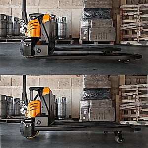 Stark Walkie Full Electric Pallet Jack Lithium Powered 3,300Lbs Capacity 45" x 27", Multi-Function Operation Handle, 2 Unit