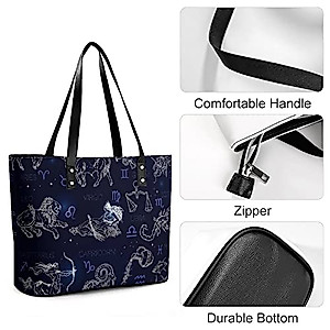 Womens Handbag Constellations Leather Tote Bag Top Handle Satchel Bags For Lady