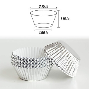 Cupcake Liners Silver,GOLF Standard Size Silver Foil Cupcake Liners Wrappers Metallic Baking Cups,Muffin Paper Cases, 100 Pack