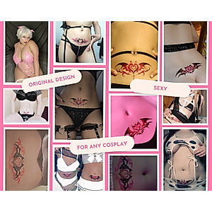 Kawaii Sexy Succubus Womb Temporary Tattoos | Realistic Fake Body Tattoo for Women's Sexy Cosplay (2D)