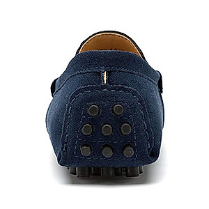 Go Tour Men's Penny Loafers Moccasin Driving Shoes Slip On Flats Boat Shoes Dark Blue 42