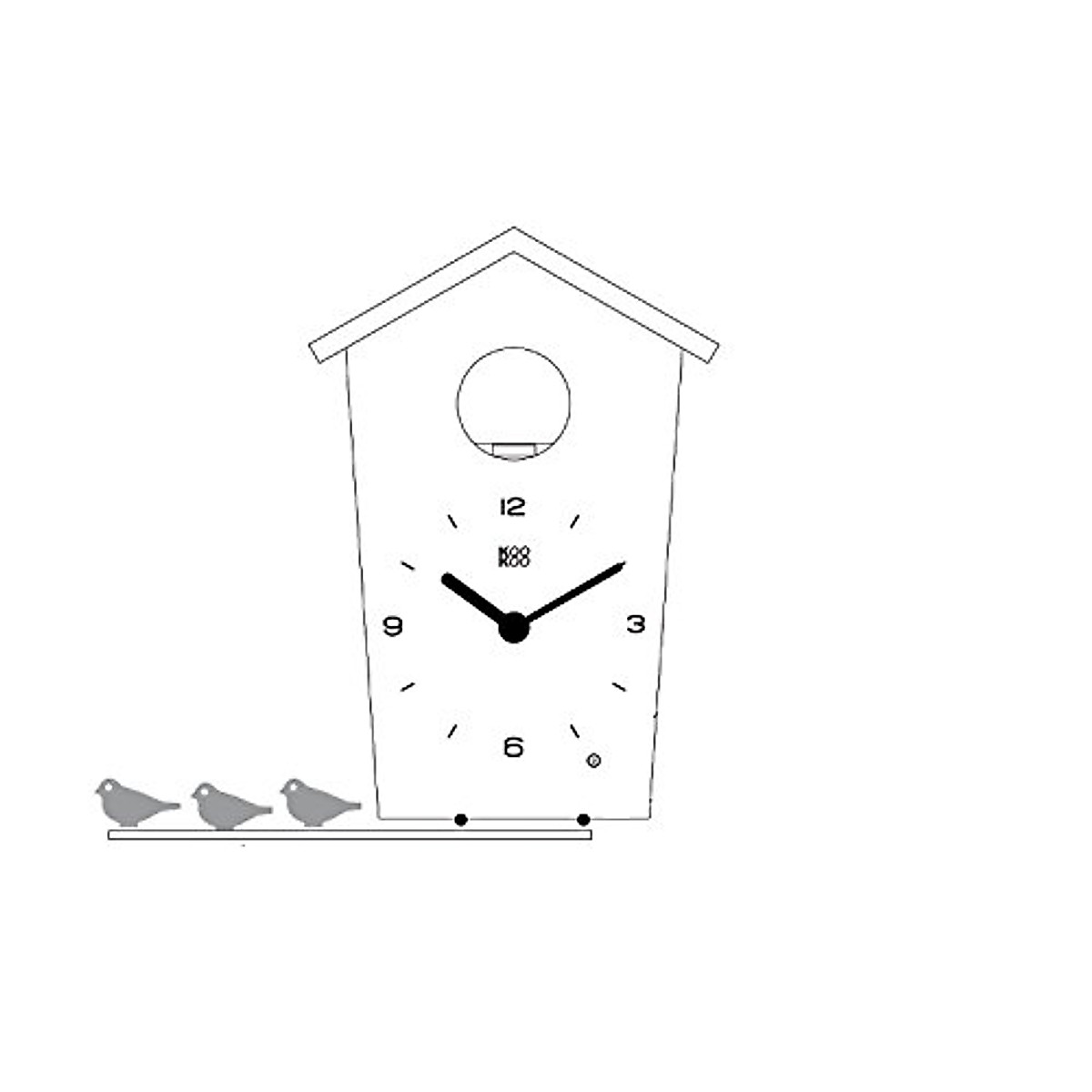 KOOKOO BirdHouse mini black, tiny modern cuckoo clock with 12 natural bird songs or cuckoo call