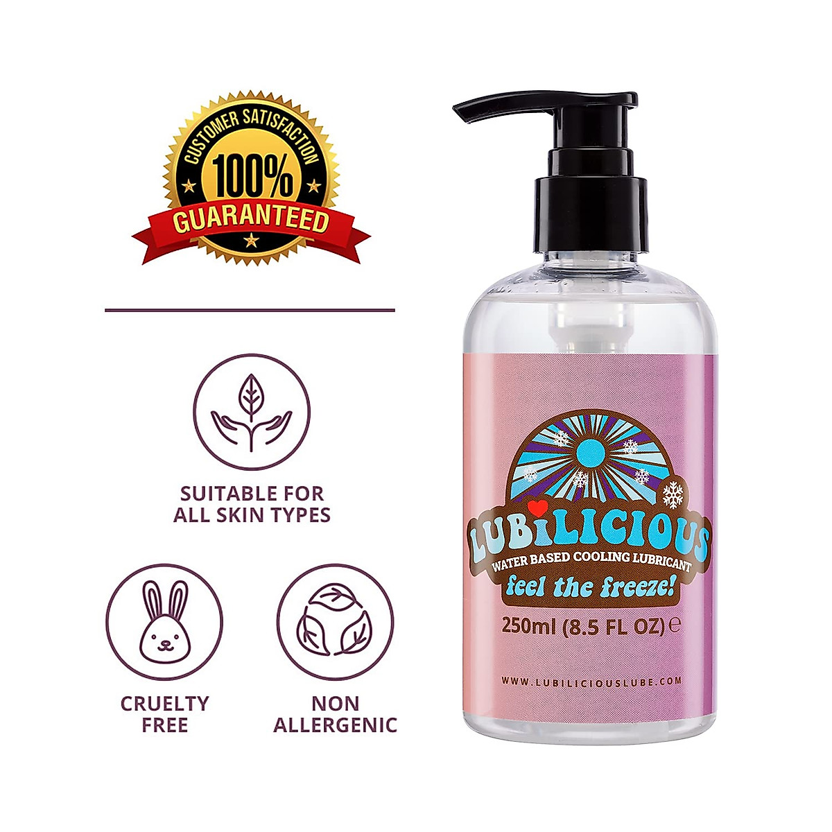 Lubilicious Cooling Personal Lubricant Water Based Lube - Water Based Lube for Couples - Tingle Lube for Sex Her - Cooling Lube for Sex Him and Her - Sex Lubricant for Women Pleasure 8.5 oz