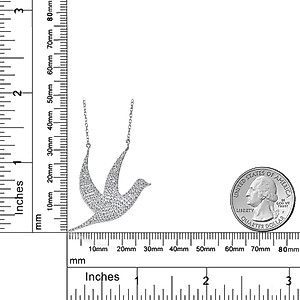 Gem Stone King Keren Hanan Art 925 Sterling Silver Hope Dove Pendant Necklace for Women Pave Setting Limited Edition (1.75 Inch with 18 Inch Chain)