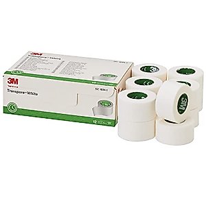 3M™ Transpore™ White Surgical Tape 1534-1, 1 inch x 10 yard (2,5cm x 9,1m), 12 Rolls/Carton 10 Cartons/Case