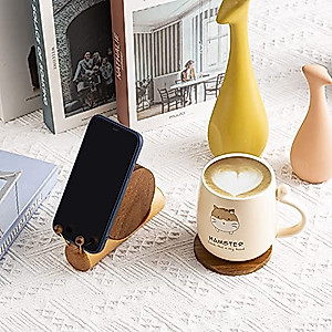 Wooden Coasters for Drinks-Natural Acacia Wood Drink Coaster Set for Drinking Glasses , Tabletop Protection for Any Table Type , Set of 5-Dia 3.5*3.5inchs（New Snail Coasters）