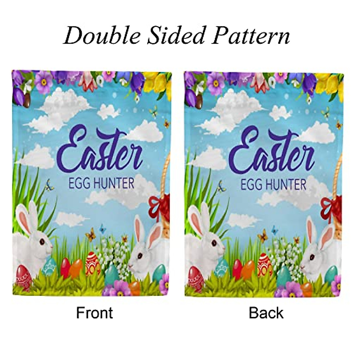 My Little Nest Seasonal Garden Flag Easter Bunnies Egg Hunting Double Sided Vertical Garden Flags for Home Yard Holiday Flag Outdoor Decoration Farmhouse Banner 28"x40"