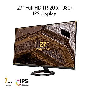 ASUS TUF Gaming 27” 1080P Monitor (VG279Q1R) - Full HD, IPS, 144Hz, 1ms, Extreme Low Motion Blur, Speaker, FreeSync Premium, Shadow Boost, VESA Mountable, DisplayPort, HDMI, Tilt Adjustable,Black