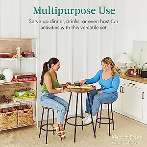 Best Choice Products Bistro Dining Set 3 Piece, Modern Round Counter Height Pub Table, Compact High Top with Bar Stools Pub Dining Set for Kitchen, Breakfast Room - Black