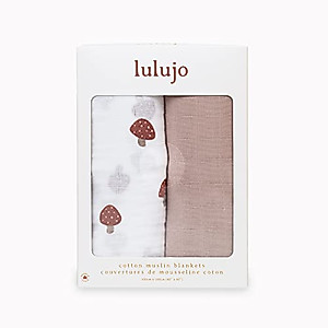 Lulujo Boho Swaddle Set, Cotton Muslin Blankets, 2 Pack (Mushroom & Sand)