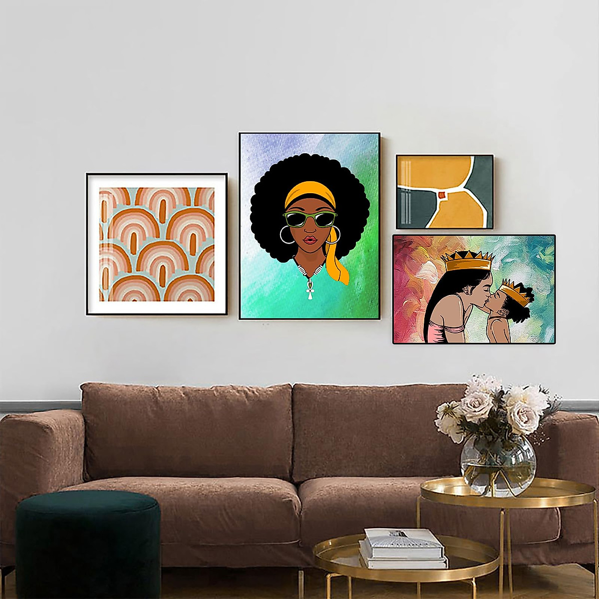 2 Pack 8x12 Canvas Painting |Pre Drawn Canvas| Pre Drawn Stretched Cotton Canvas | Afro Queen 2 |Acrylic Oil Painting Set On Canvas for Childrens & Beginners| Birthday Gift