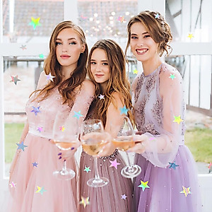 WenmthG 3.52oz / 100g Silver Holographic Star Table Confetti, Glitter Twinkle Little Star, Star Confetti Laser Sequins, Confetti Table Decoration Supplies for Birthday Wedding Party Festival