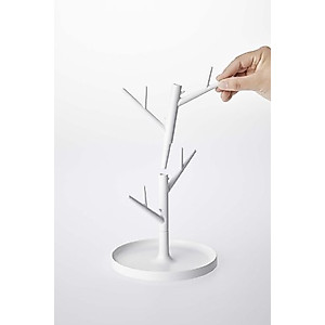 YAMAZAKI home Branch Glass Stand-Tree Holder Cup Organizer, 13.40 x 6.30 x 6.30 inches, White